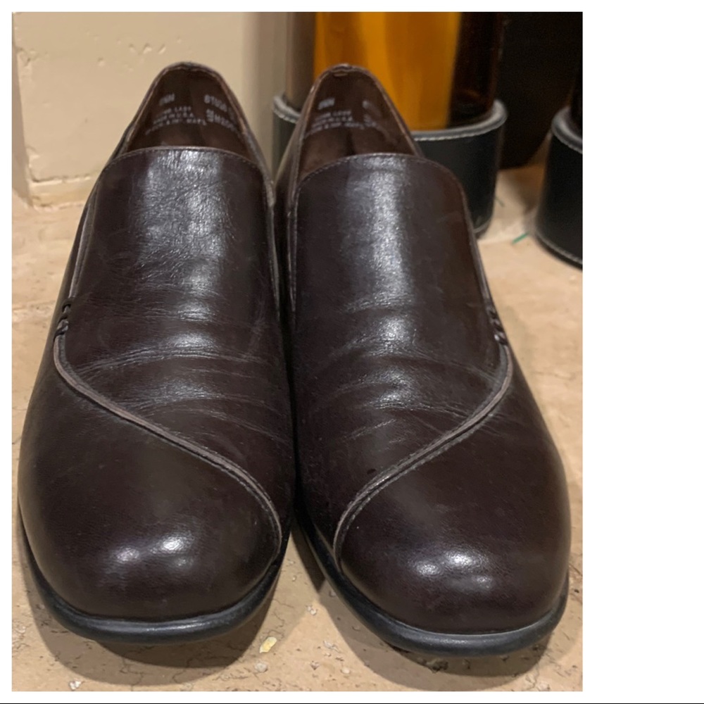 Narrow Dark Brown Leather “Wedge Walker” Loafers - Gem